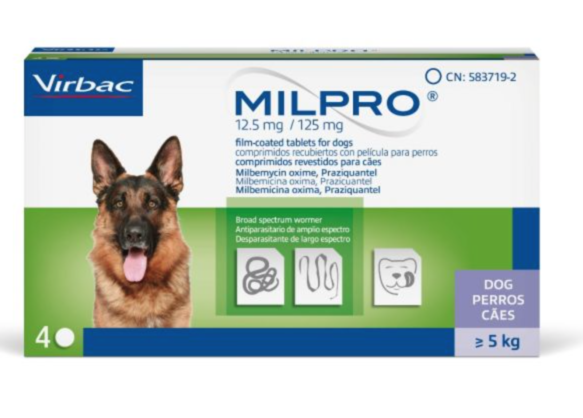 Milpro Worming Tablet for Dogs (12.5mg/125mg) - Cura